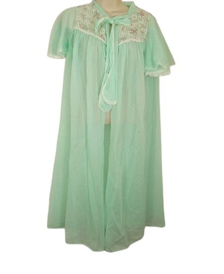 Vintage Vintage 1960's Mint Green Lace and Satin Robe | Grailed