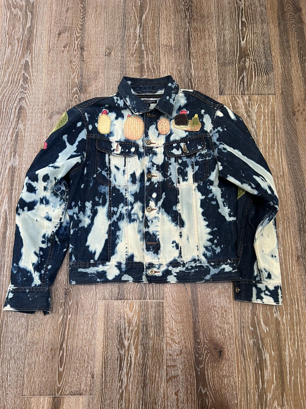 Engineered Garments A blue garments new york denim patchwork bleached ...