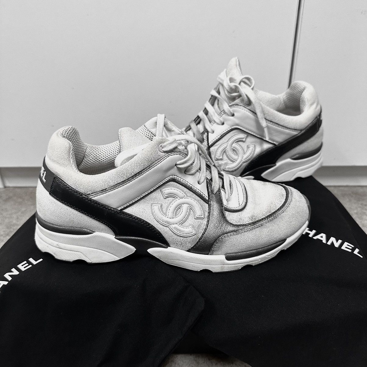 Chanel Suede And Fabric CC Logo Sneaker | Grailed