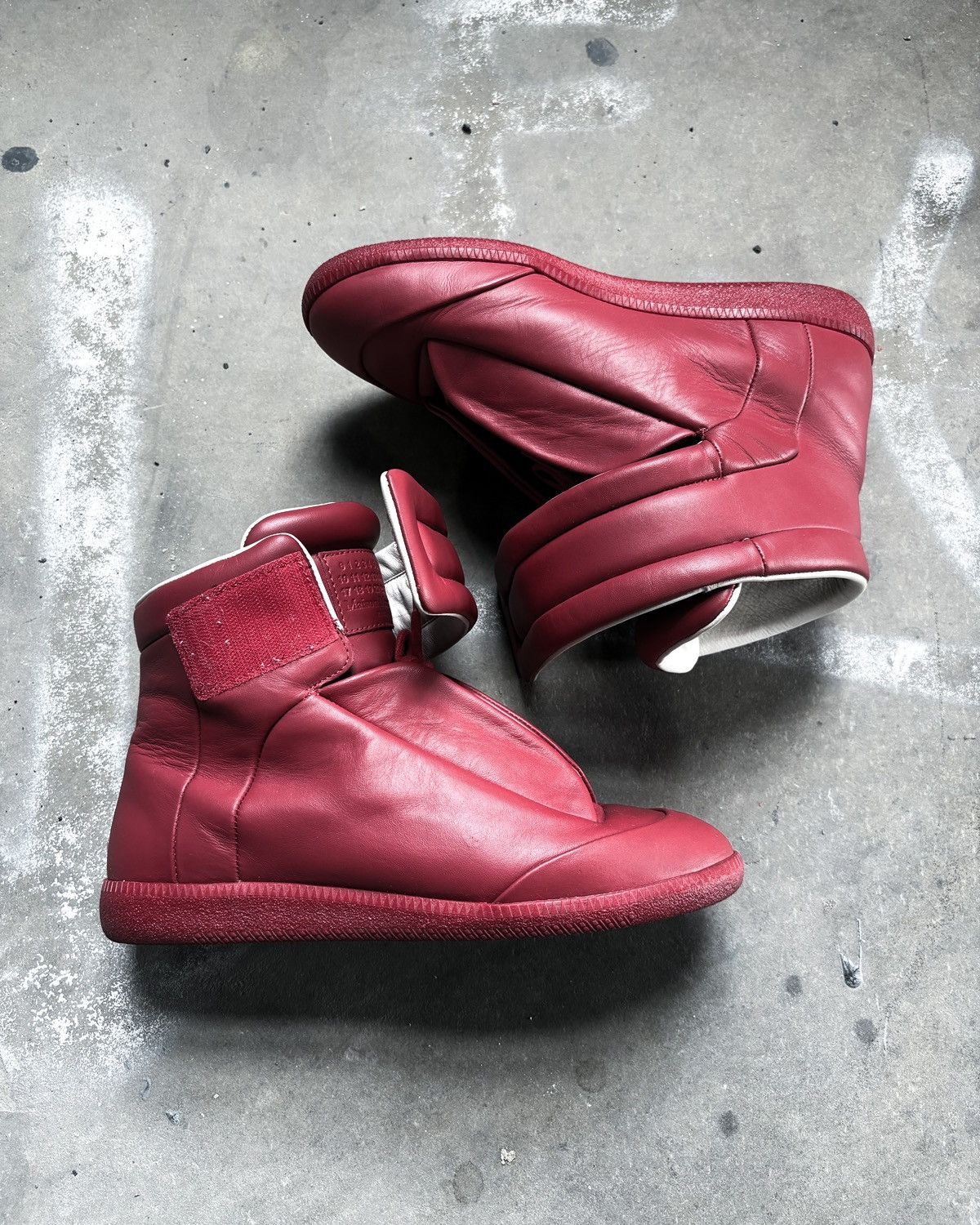 Maison Margiela S/S16 Matte Red Leather Future High Tops | Grailed