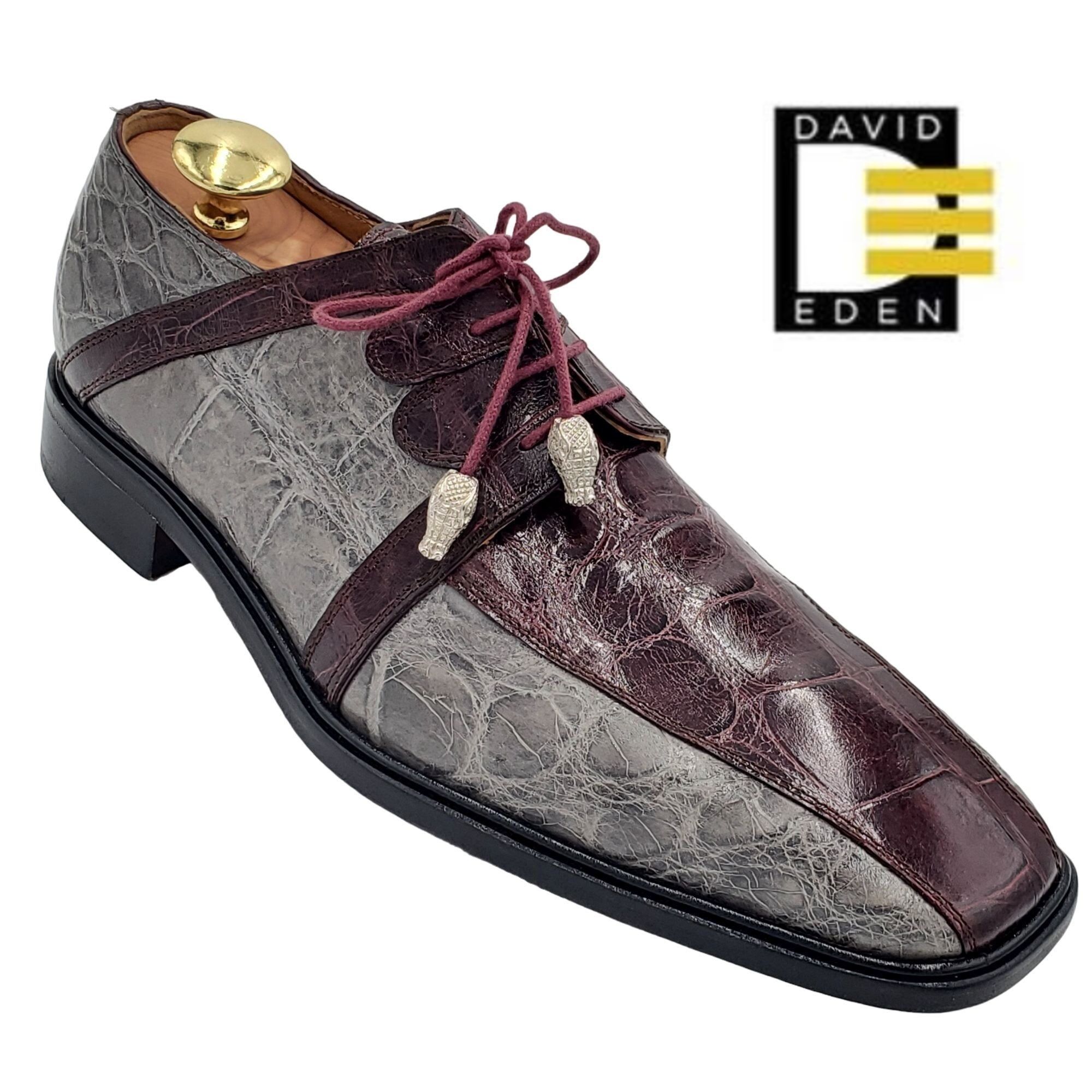 Other Vintage David Eden Men's 8.5 Exotic Alligator Burgundy Gray | Grailed