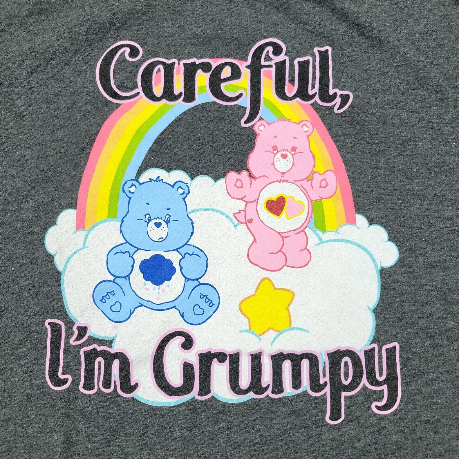 Vintage Care Bears Shirt Men Large Gray Careful I'm Grumpy Animated ...