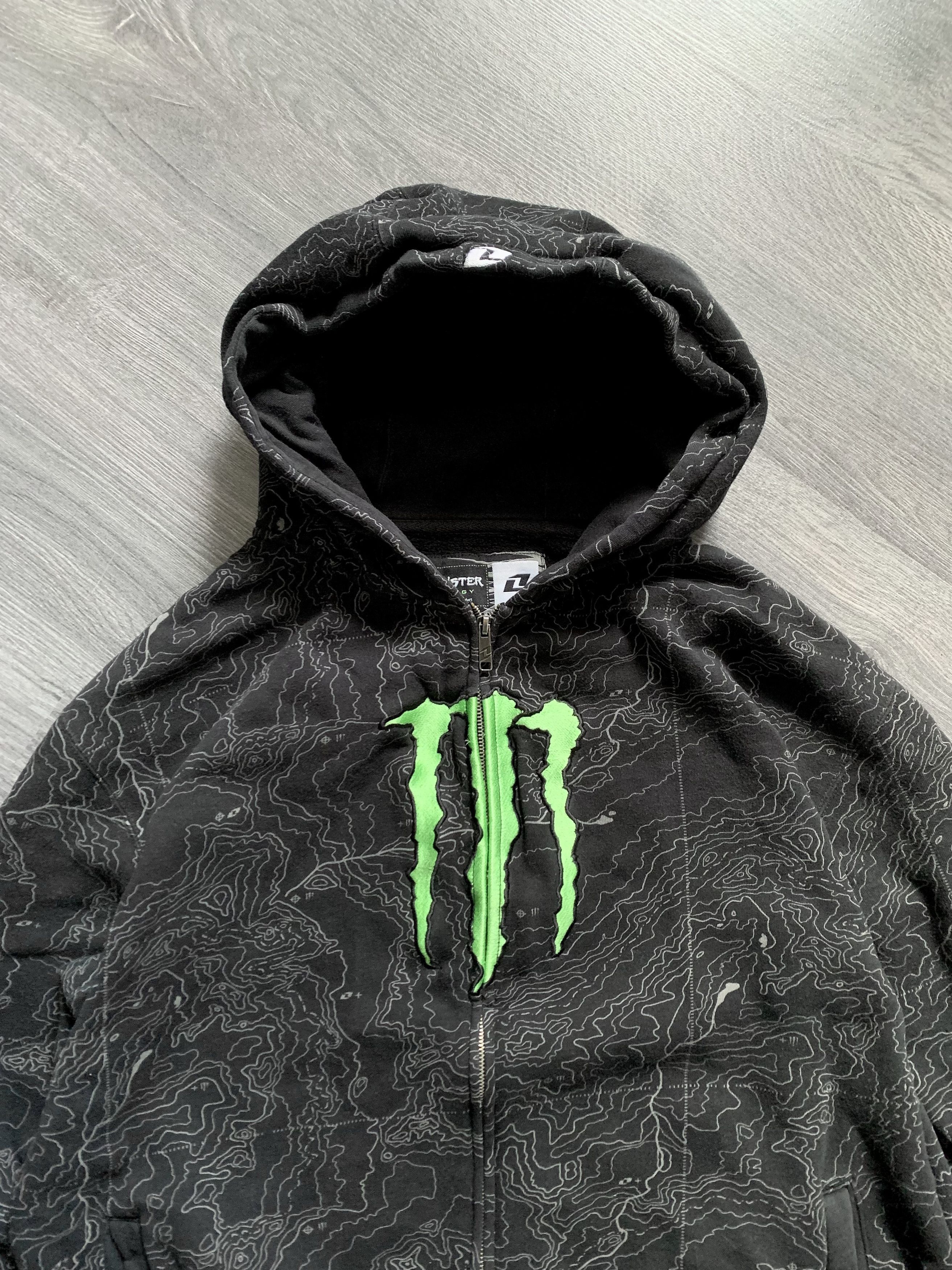 Vintage Y2K Monster Energy Zip Up Graphic Hoodie in black | Grailed