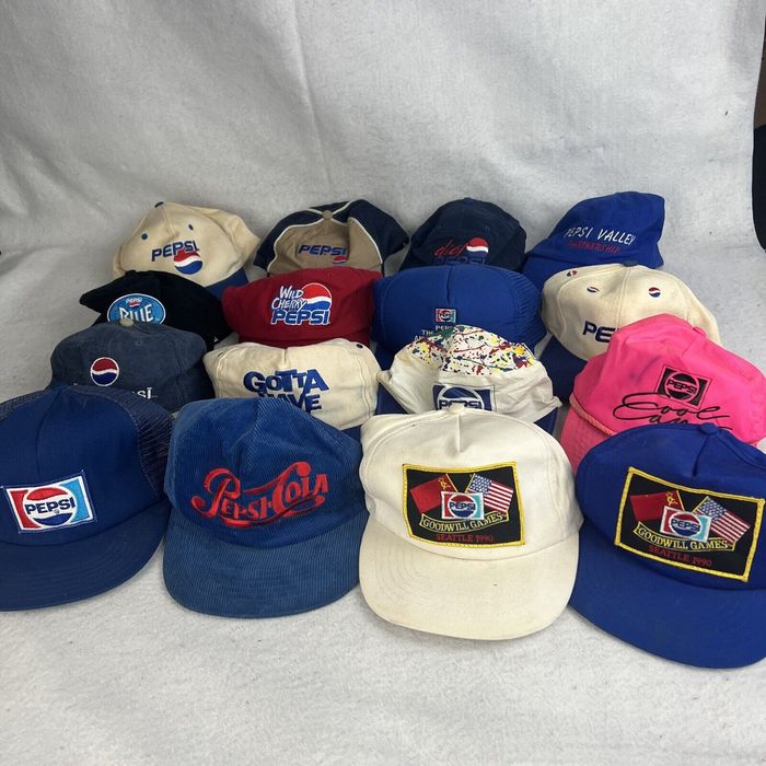 Vintage Vintage Pepsi Hat Lot (16) SnapBack 80s 90s Corduroy Script Cap ...