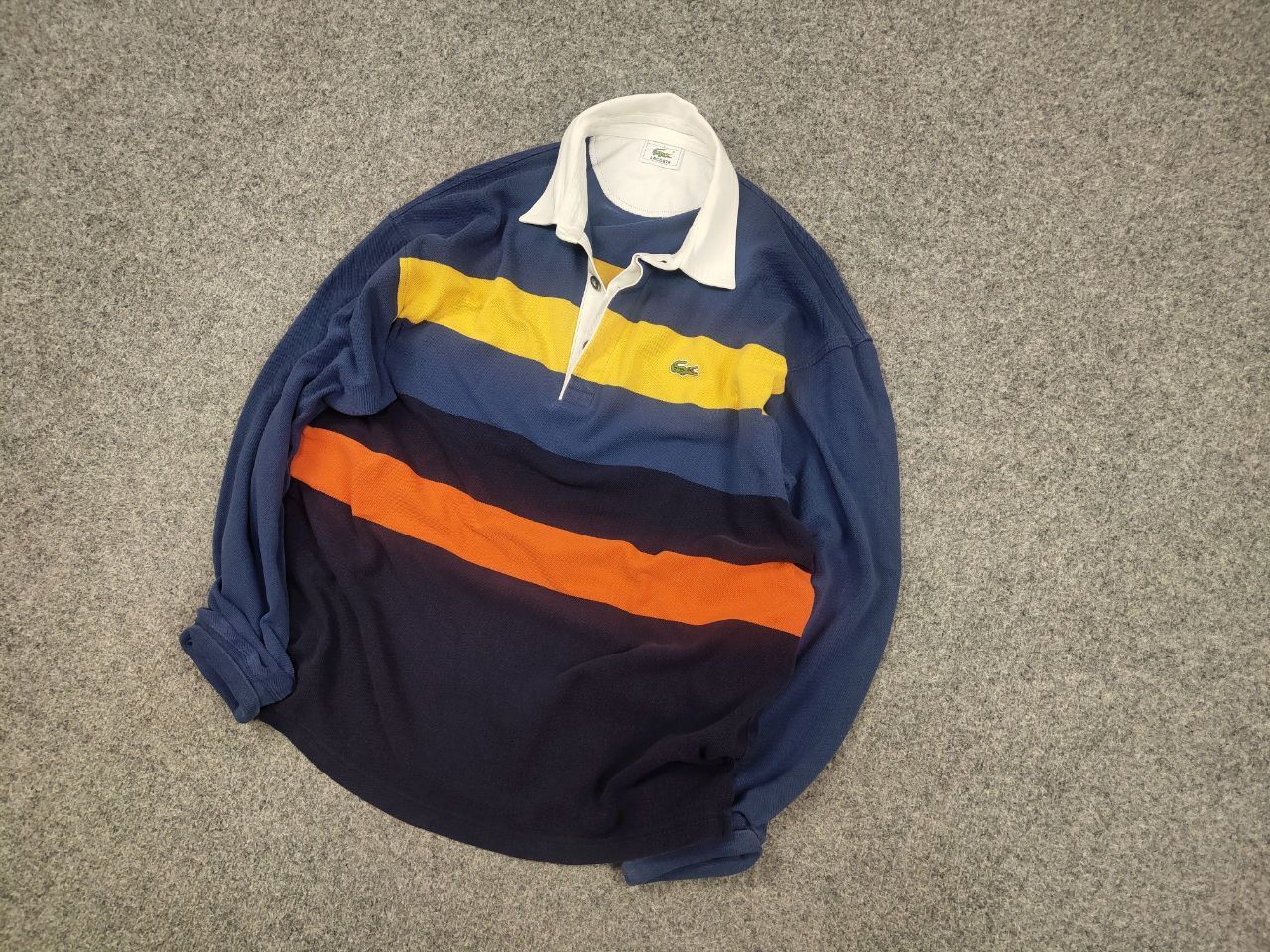 Lacoste Vintage Lacoste Striped Logo Long sleeve polo shirt Rugby | Grailed