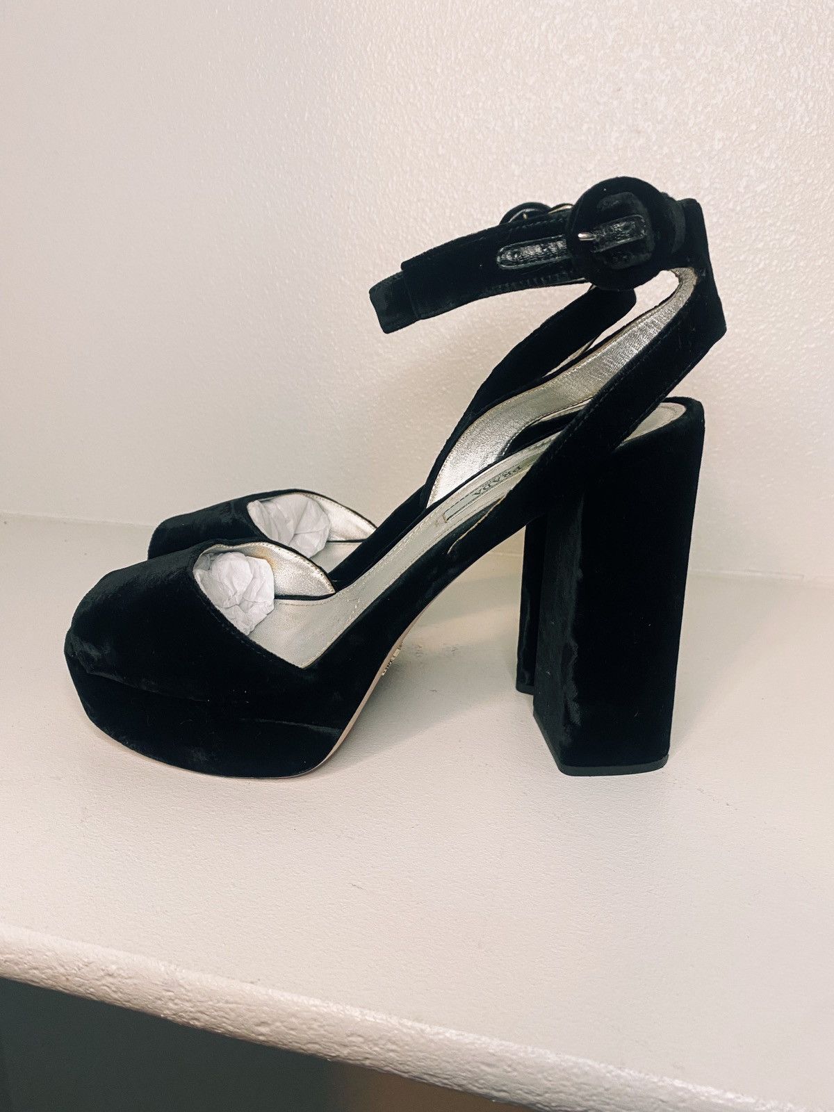 Prada Velvet Black Prada Heels | Grailed