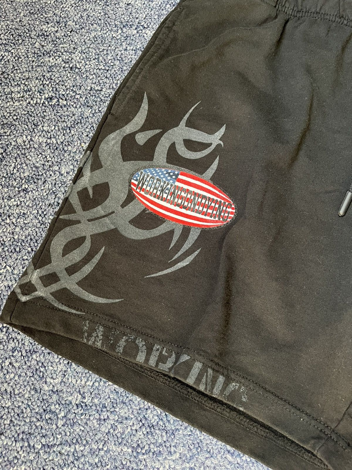 Drain Gang × Goth Money Working On Dying Flag Shorts Black | M | Grailed