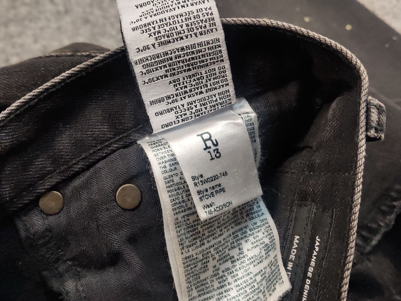 Designer × Japanese Brand × R13 R13 Stove Pipe Japanese Denim Design ...