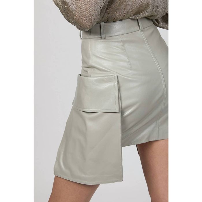 Zeynep Arcay Mini Cargo Leather Skirt In Fresh Breeze Grailed