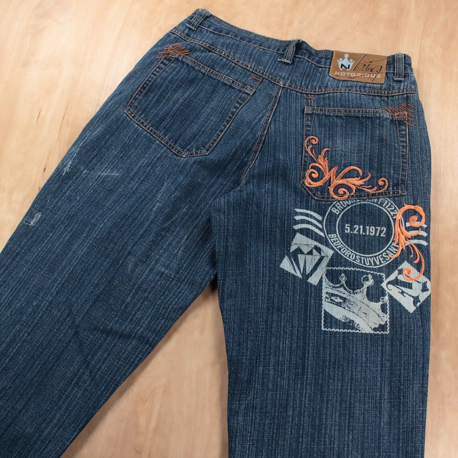 Vintage vtg 00s y2k NOTORIOUS BIG B.I.G. denim jeans 36x33 baggy hip ...
