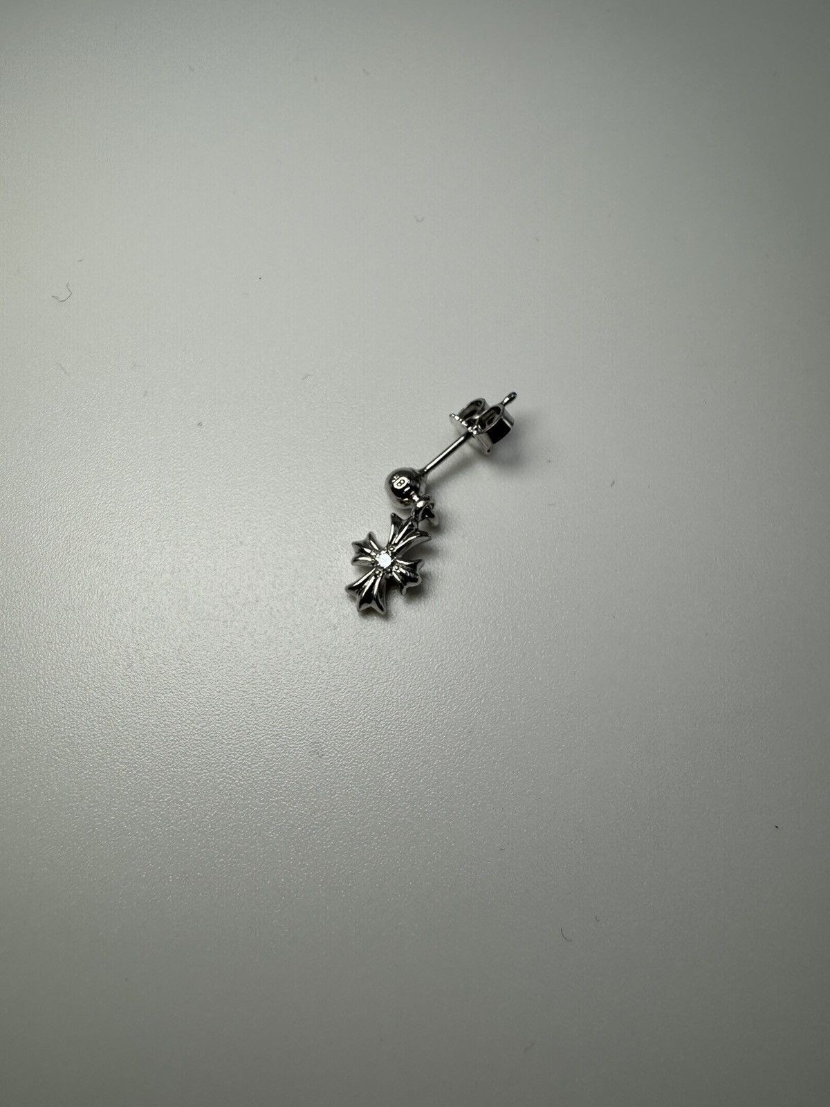 Chrome Hearts Chrome Hearts 18k White Gold Tiny E Diamond Drop Earring ...