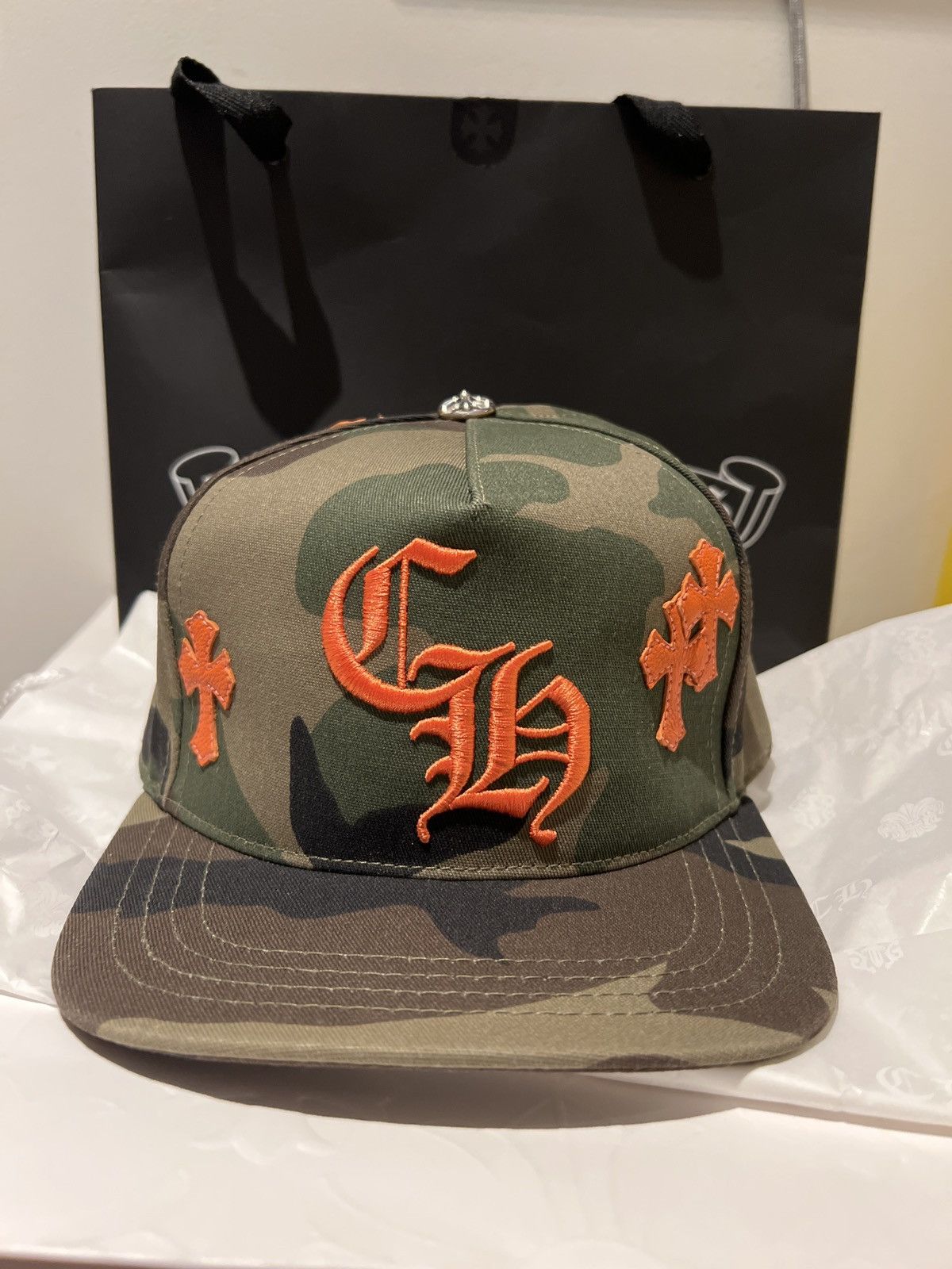 Chrome Hearts Chrome Hearts Camo Cross Patch Cap Hat SnapBack | Grailed
