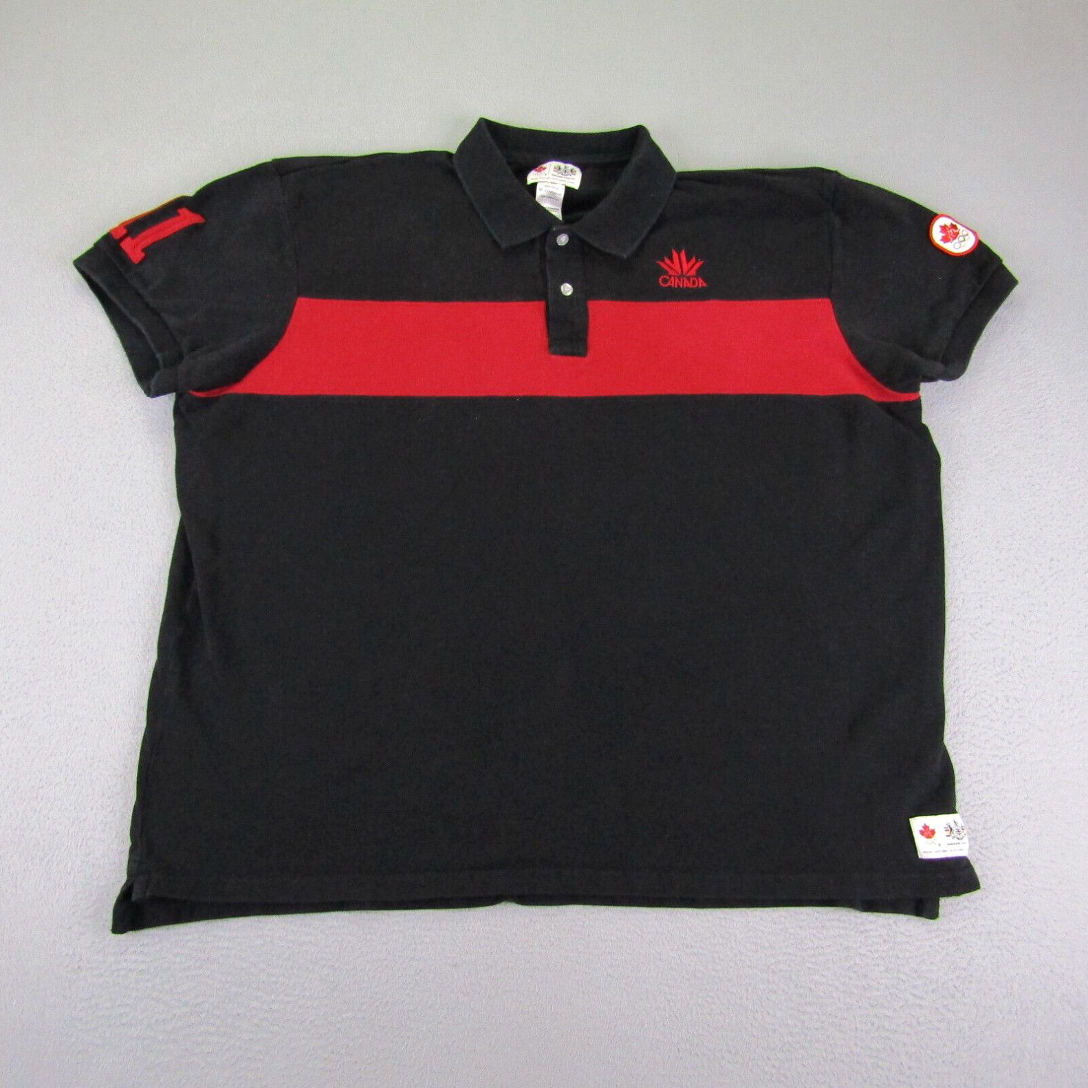 Vintage Canada Olympics Polo Shirt Men XXL Black Red Hudsons Bay ...