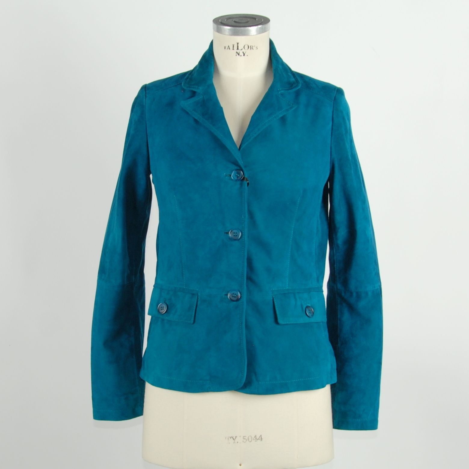 Designer Emilio Romanelli Elegant Green Leather Jacket with Button ...