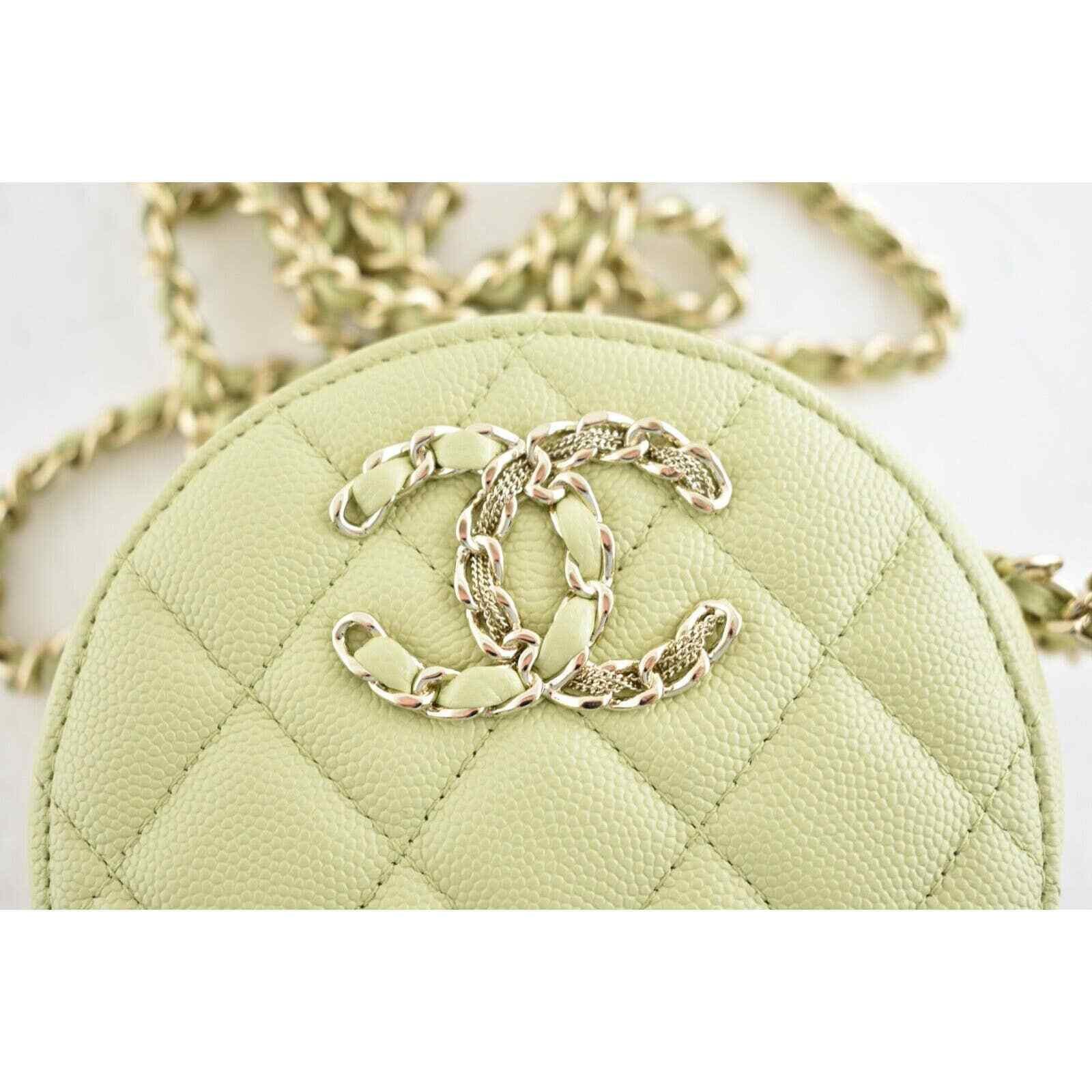 Chanel Chanel 20K Round Circle Clutch On Chain Green Caviar CC Bag ...