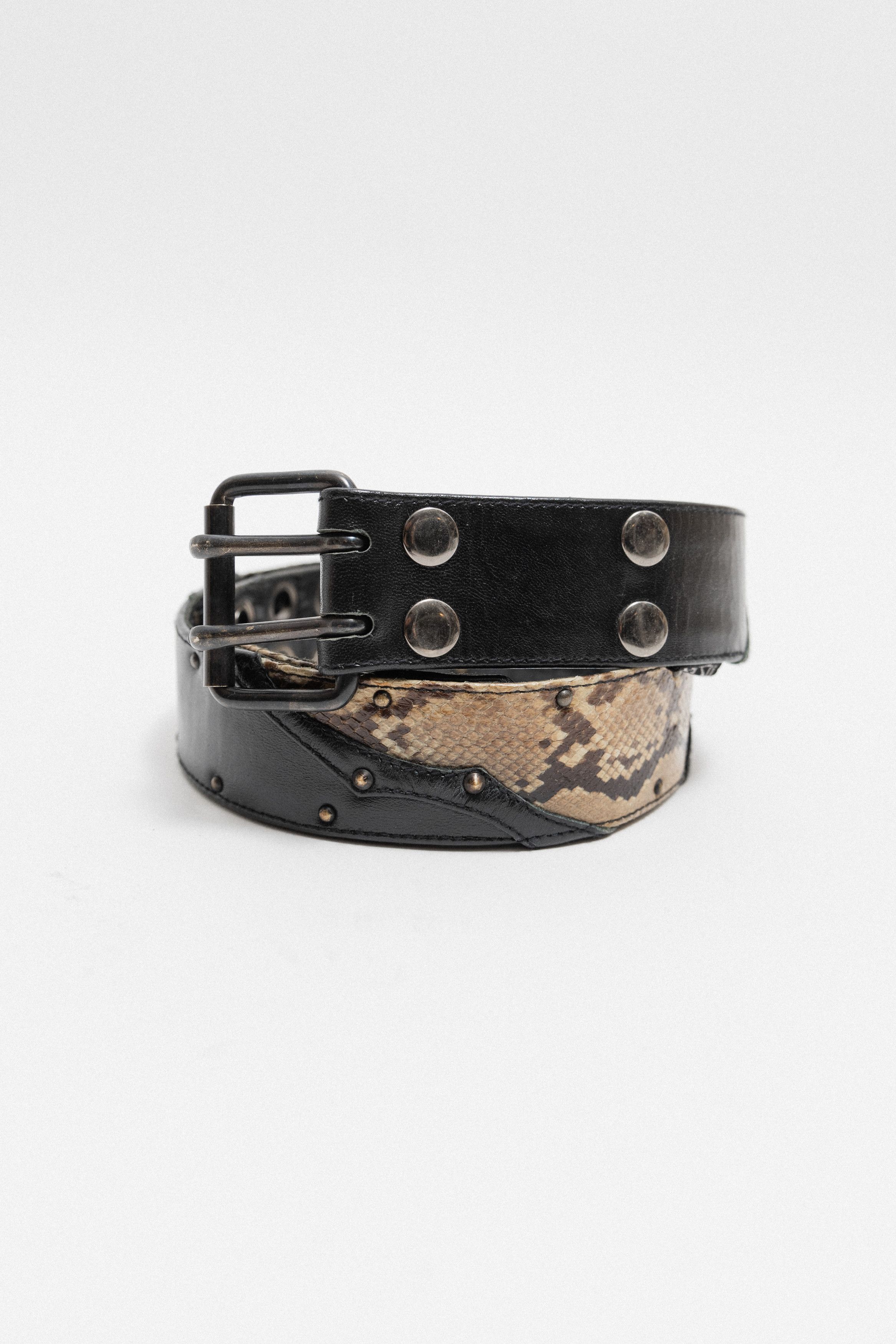 KMRii Python leather studded double belt | Grailed