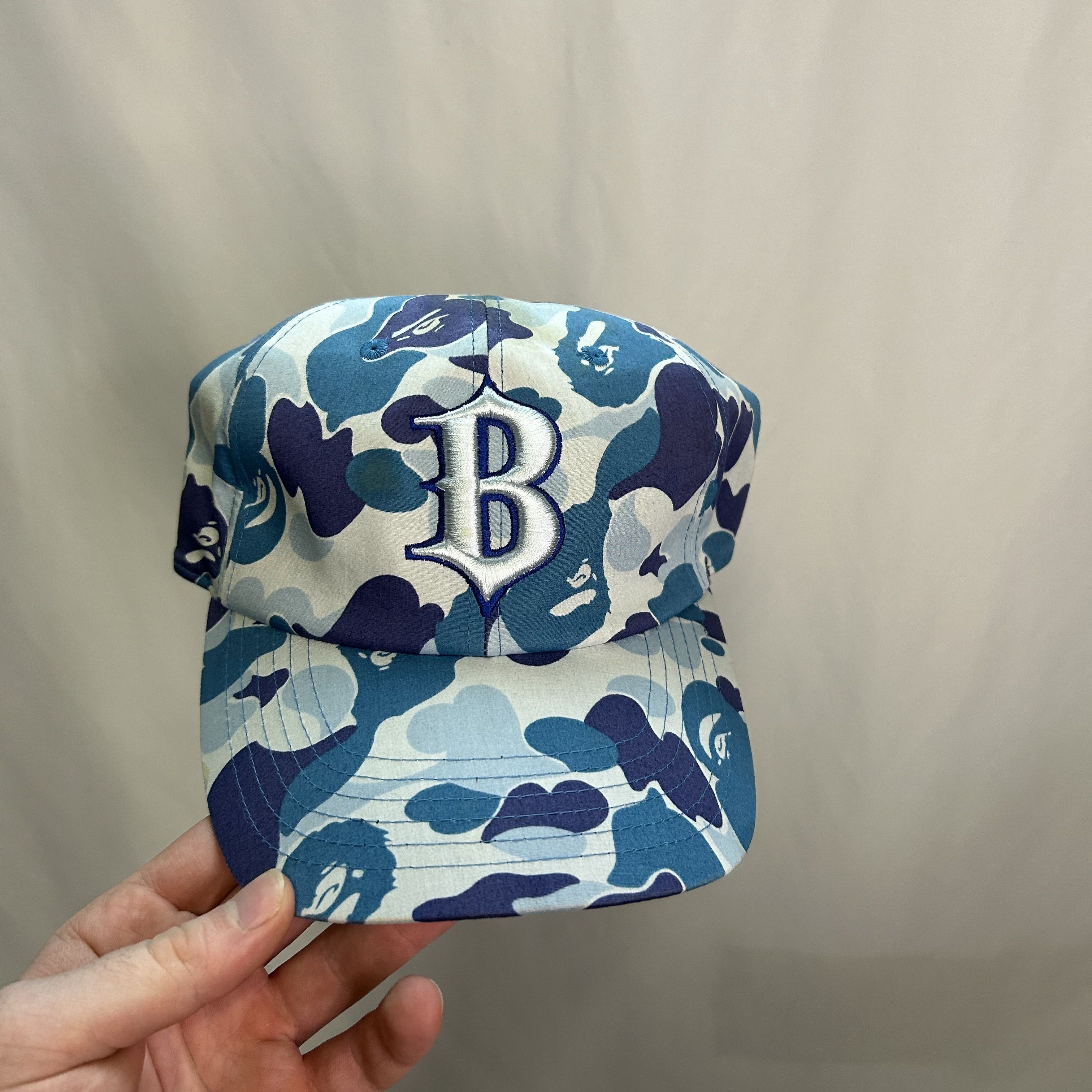 Bape Bape APEE Blue ABC Camo Fitted Hat | Grailed