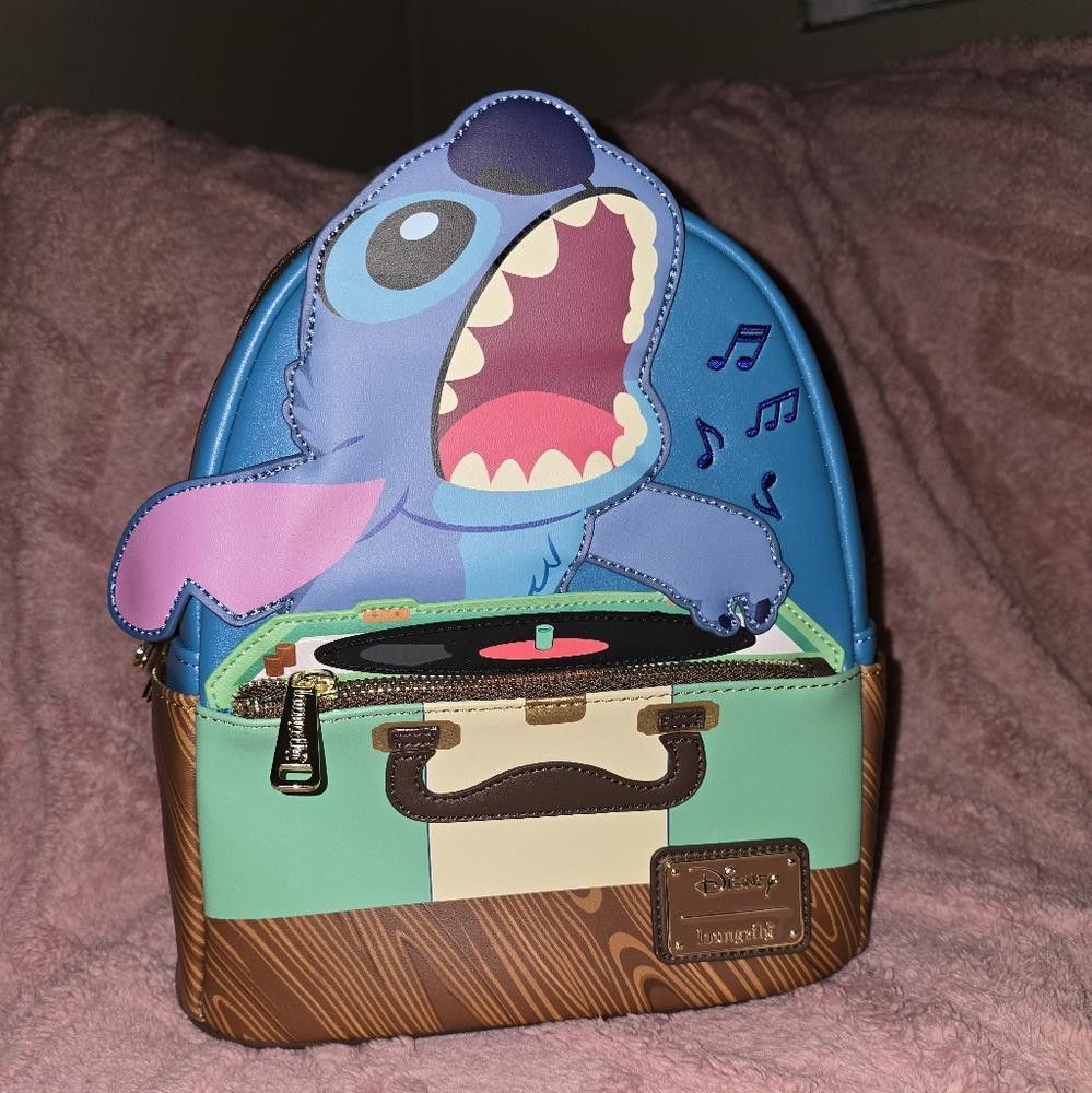 Designer Loungefly Disney Stitch Record Player Stitch Mini Backpack ...