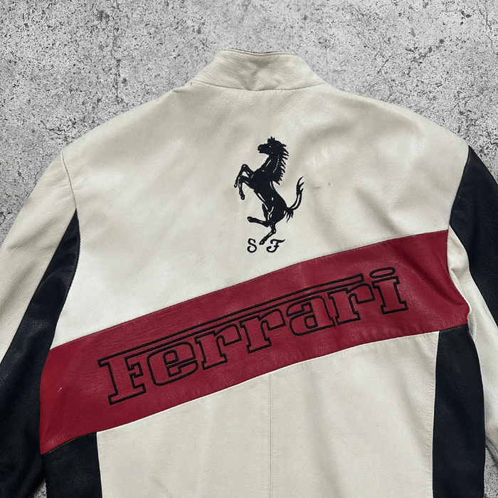Vintage Ferrari Racing Leather Jacket F1 Streetwear "free shipping ...