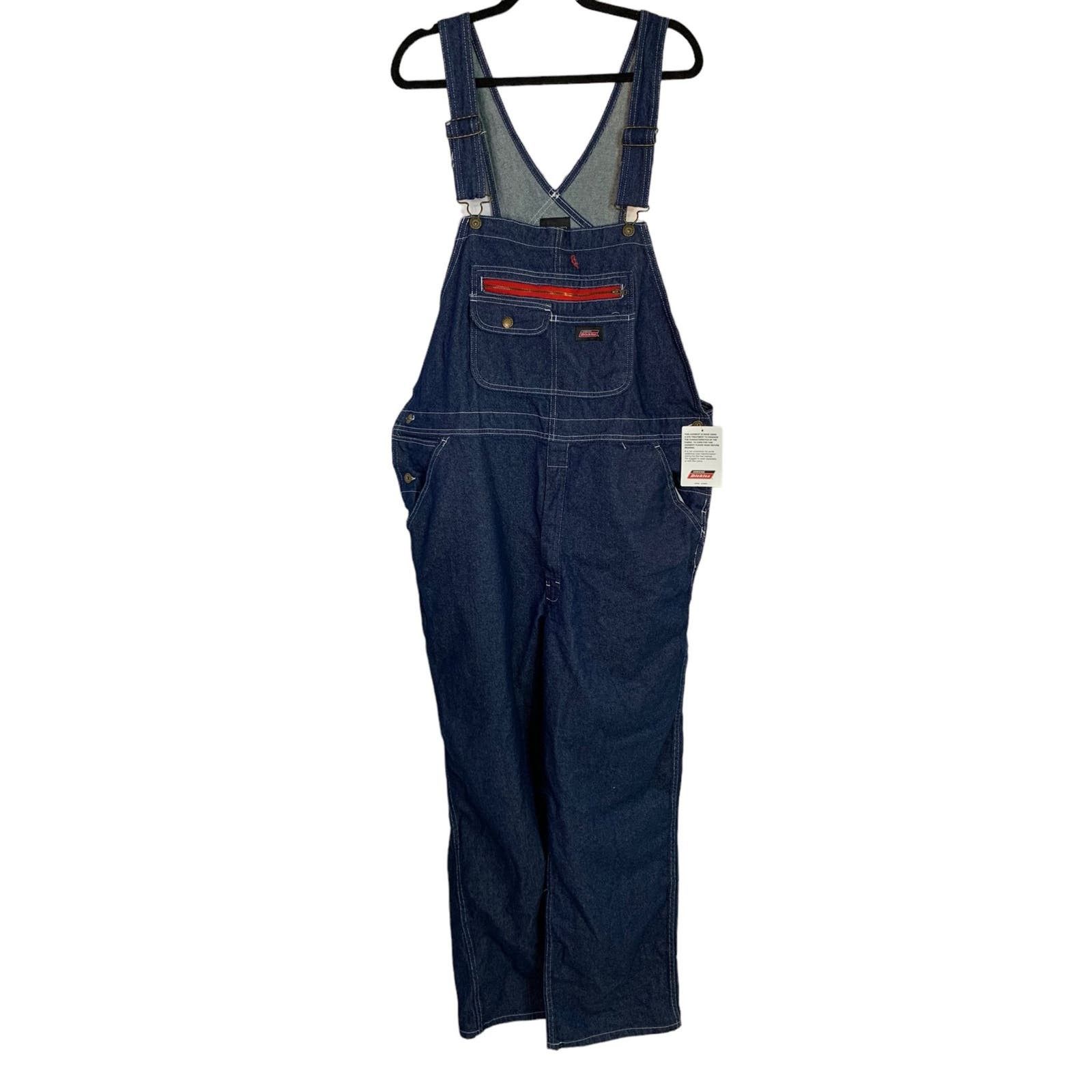 Dickies Dickies Men's Denim Bib Overalls Carpenter Dark Wash S43 NEW ...