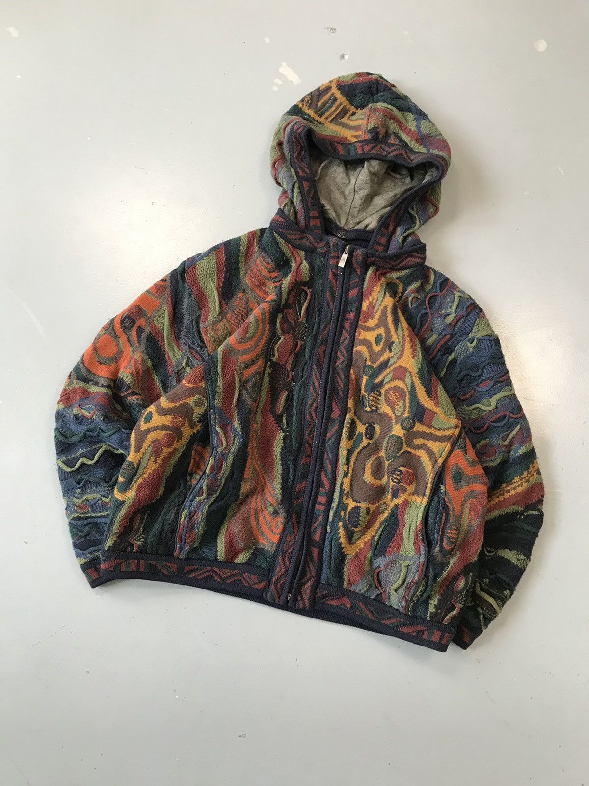 Coogi × Streetwear × Vintage Vintage Coogi multicolour 3D knit Zip up ...
