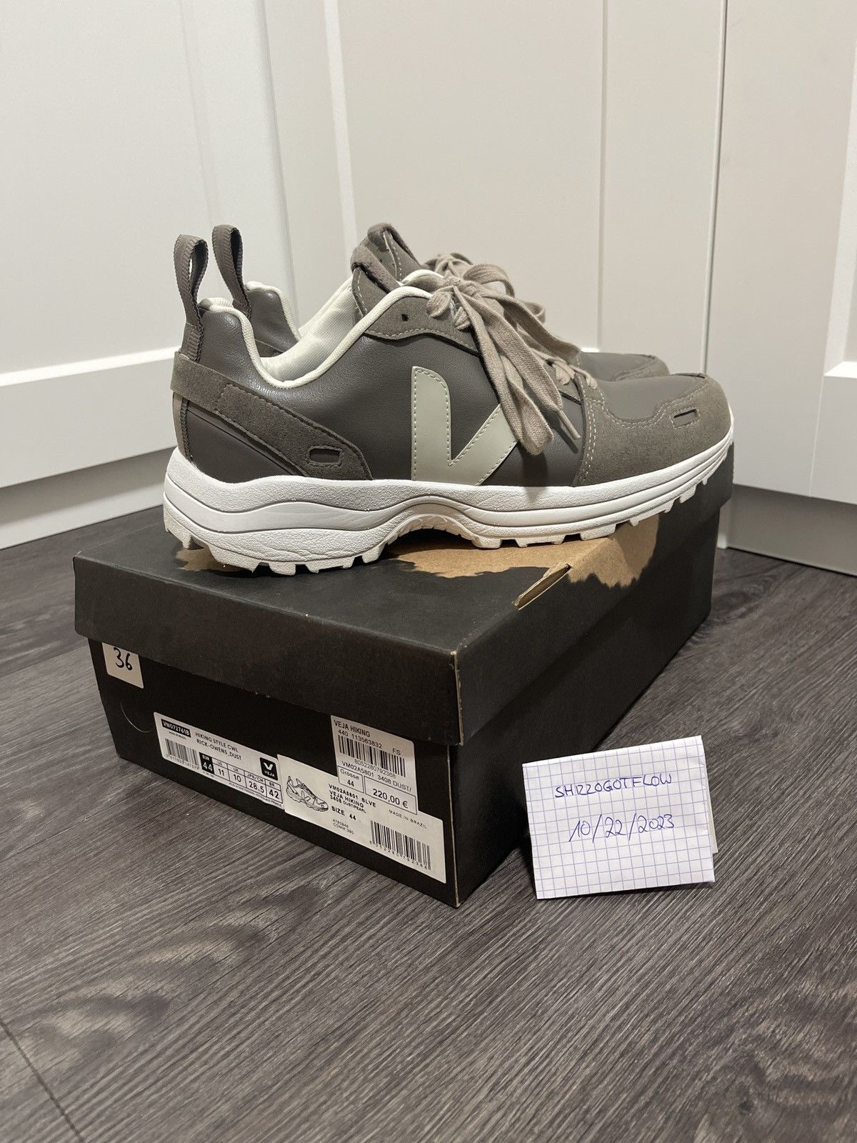 Rick Owens Rick Owens x Veja Hiking Sneakers Dust/Pearl 44 | Grailed