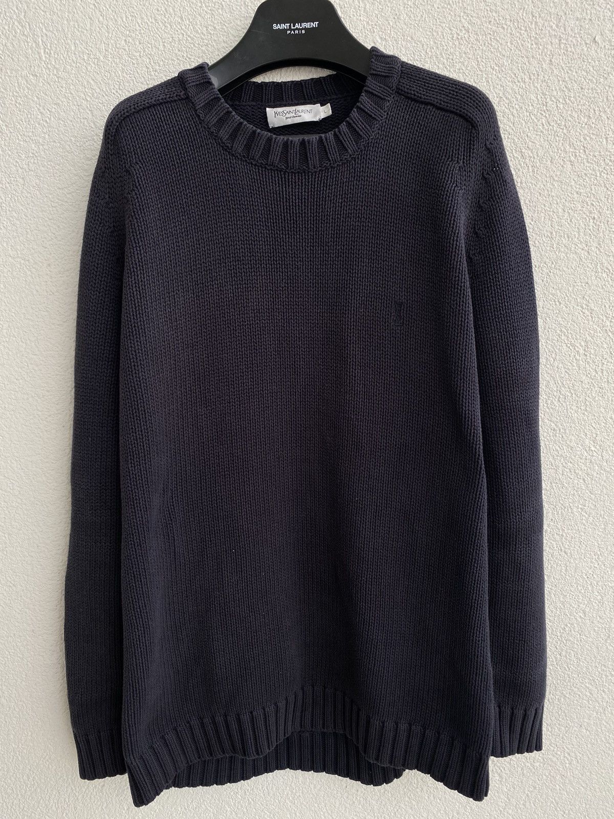 Yves Saint Laurent Heavy YSL Sweater Knit Dark Grey Thick | Grailed