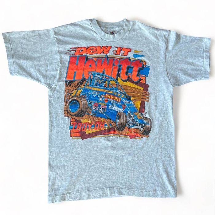 Vintage Jack Dew It Hewitt Dirt Car Racing Shirt Neon Ohio FOTL Gray ...