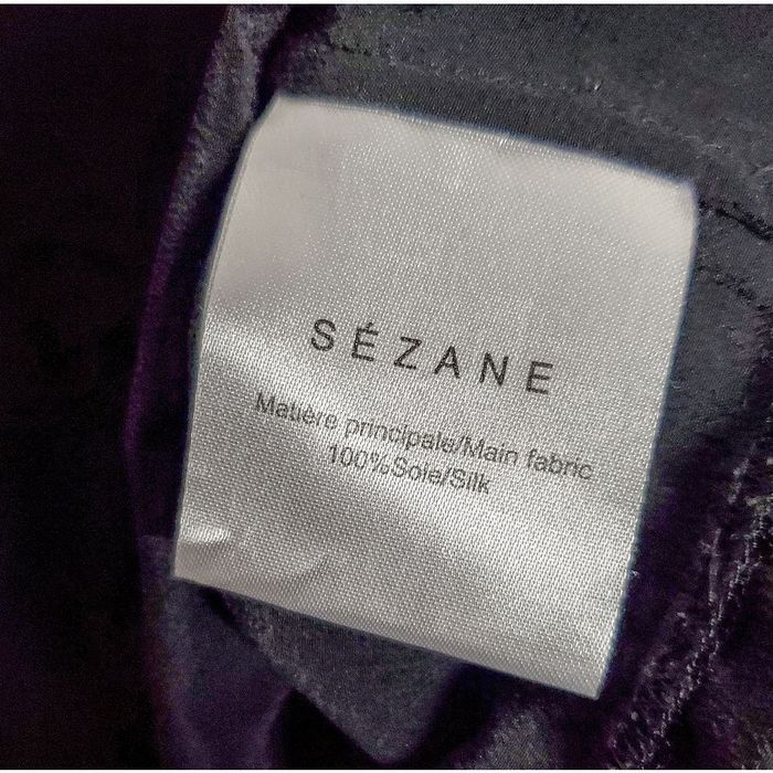 Sezane Sezane Black 100% Silk Tie Neck Tiered Ruffled Balloon Sleev ...