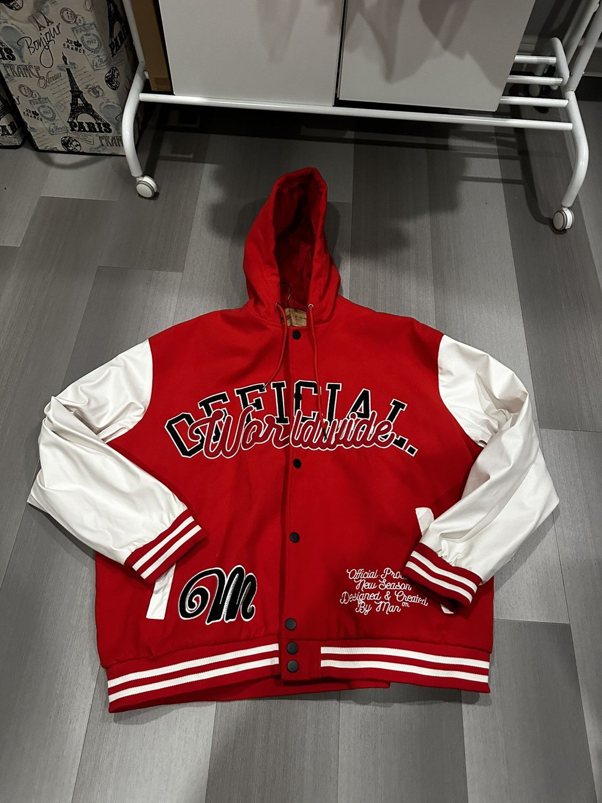 Rare × Streetwear × Vintage VARSITY JACKET RED/WHITE/BLACK VINTAGE ...