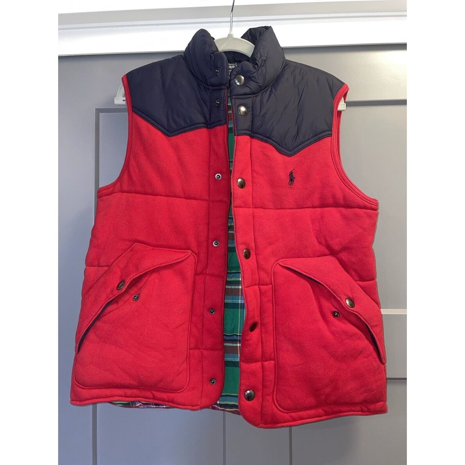 Polo Ralph Lauren VTG Polo Ralph Lauren Outer Shell Red Blue Vest Plaid ...