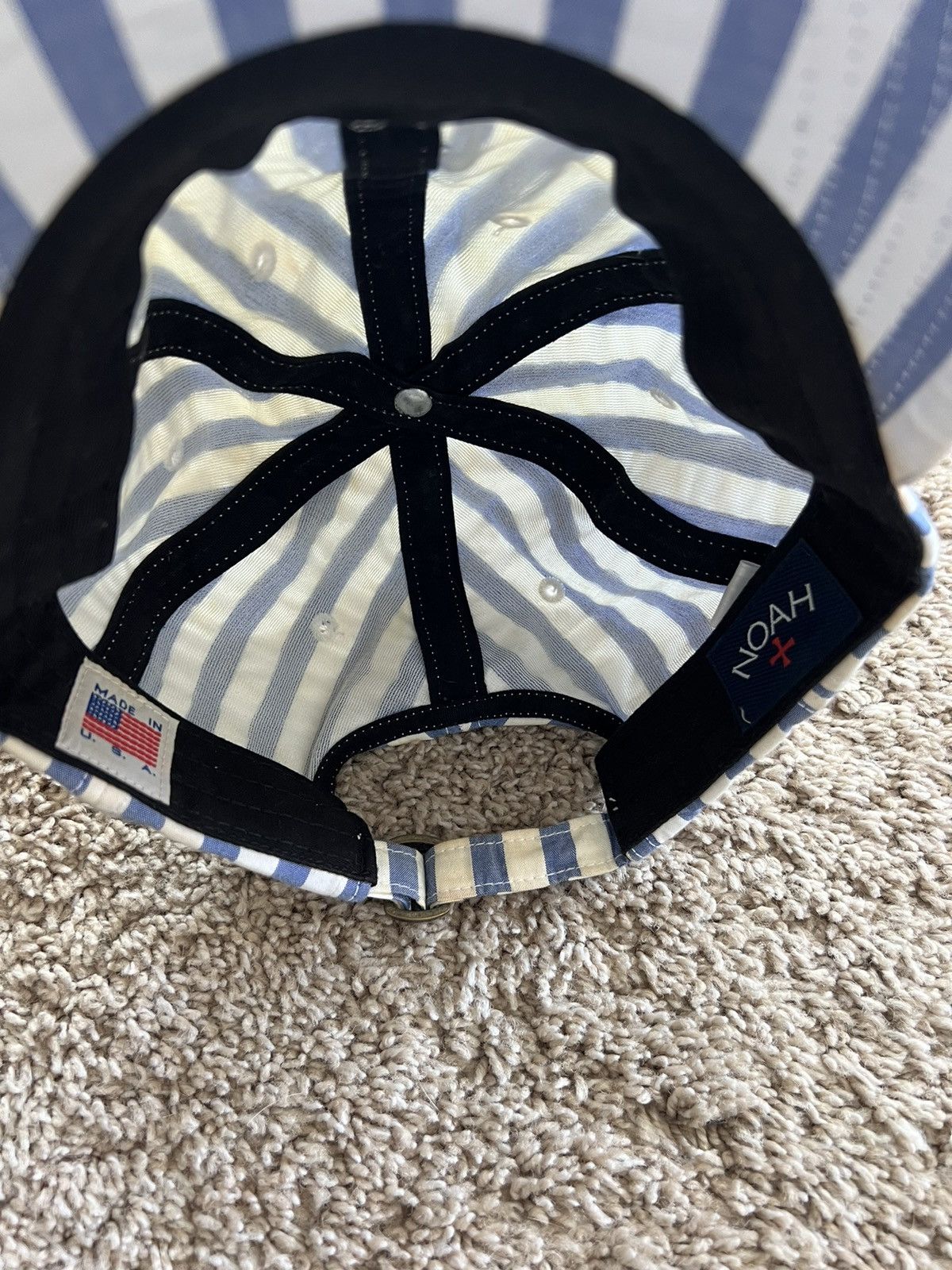 Noah Noah white and blue striped hat | Grailed