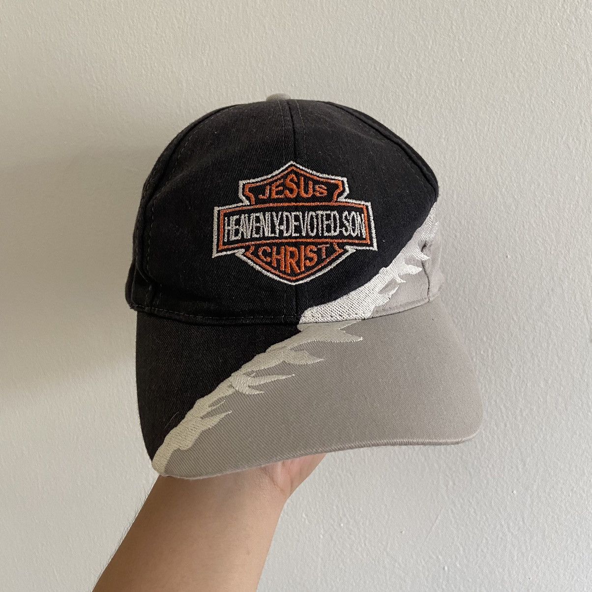 Nissin × Rare × Vintage Vintage Jesus Christ Parody Harley Davidson Cap ...