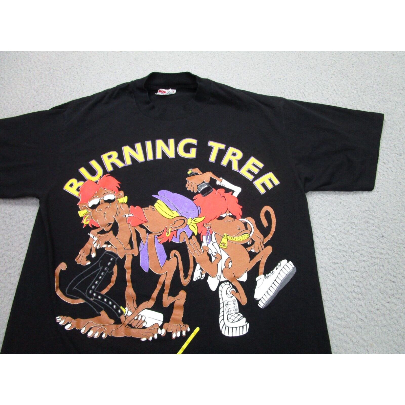 Vintage VINTAGE Weed Shirt Mens Large Black 420 Monkey Marijuana 90s ...