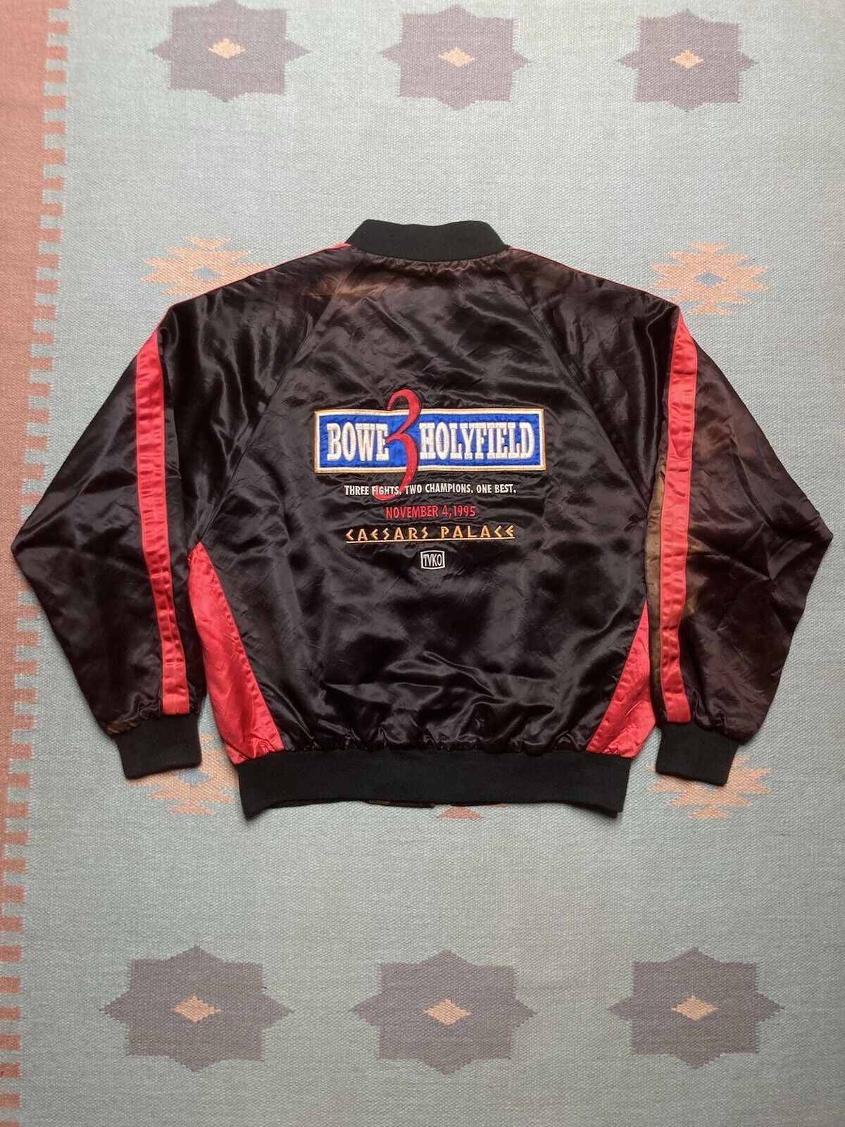 Streetwear × Vintage satin bomber jacket Caesars palace Bowe Holyfield ...