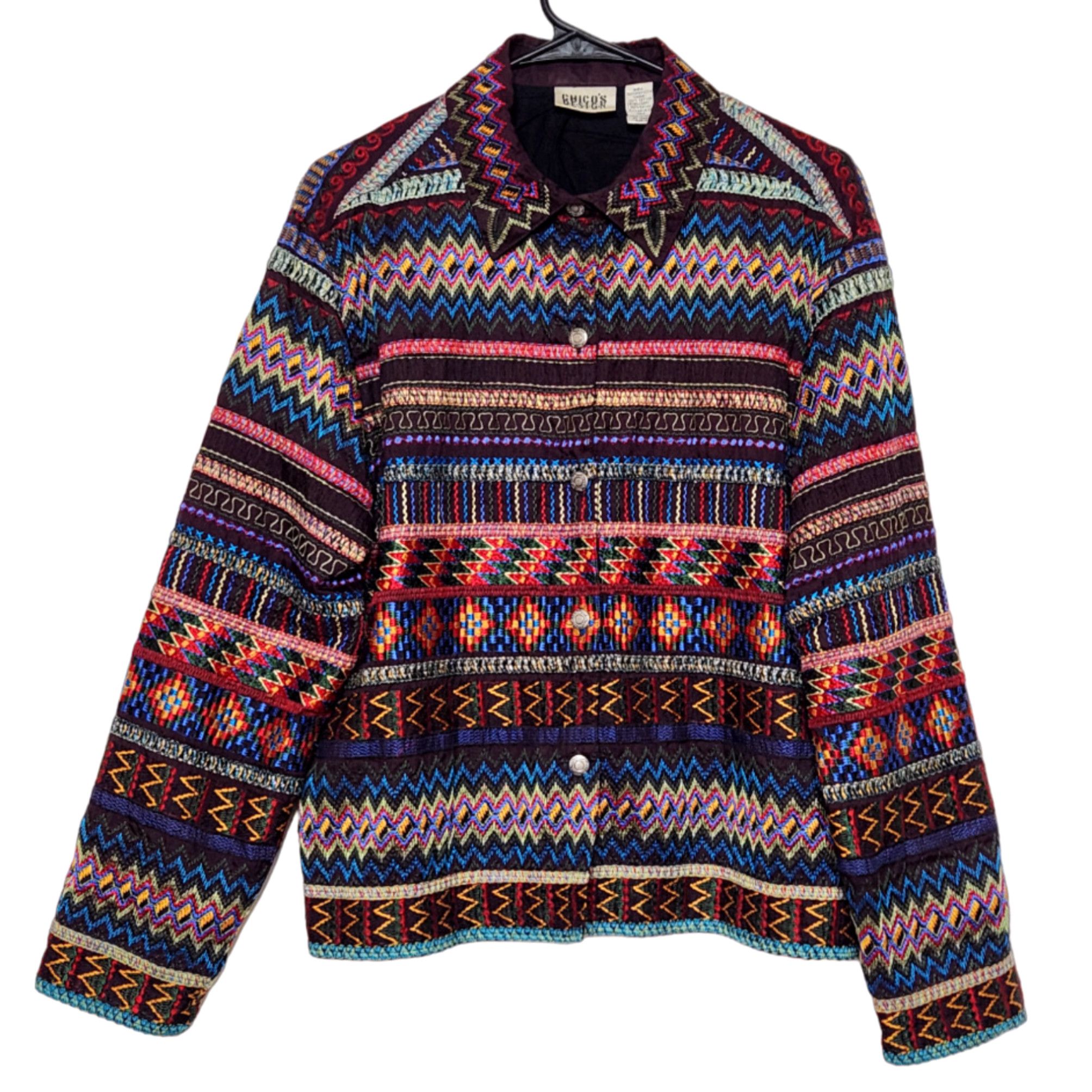 Vintage Chicos Embroidered Aztec Art to Wear Womens Button Up Jacket ...