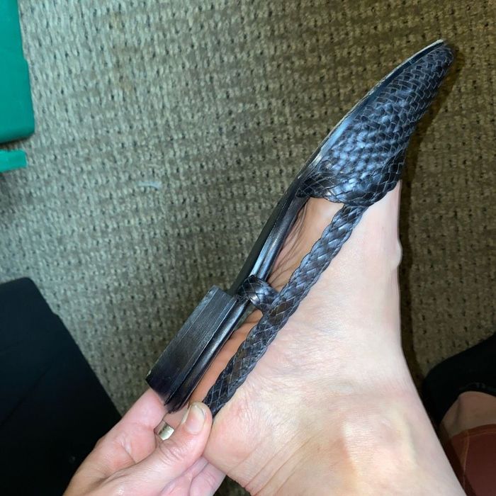 Mecca Sesto Meucci Dingle Black Leather Woven Slingback shoes Size ...