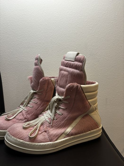 Rick Owens Rick Owens Pink Pony Hair Geobaskets | Grailed