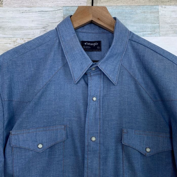 Wrangler Wrangler Vintage Chambray Western Snap Button Shirt Mens XL ...
