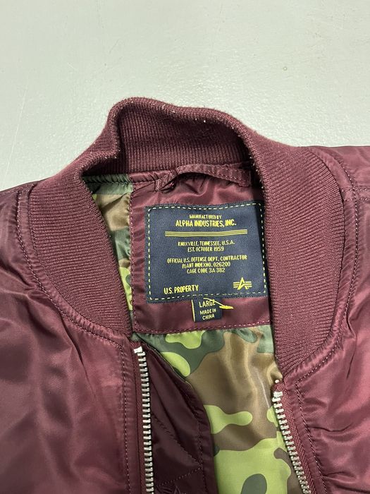 Vintage ALPHA INDUSTRIES Burgundy Bomber Jacket Airborne SKY SOLDIER ...