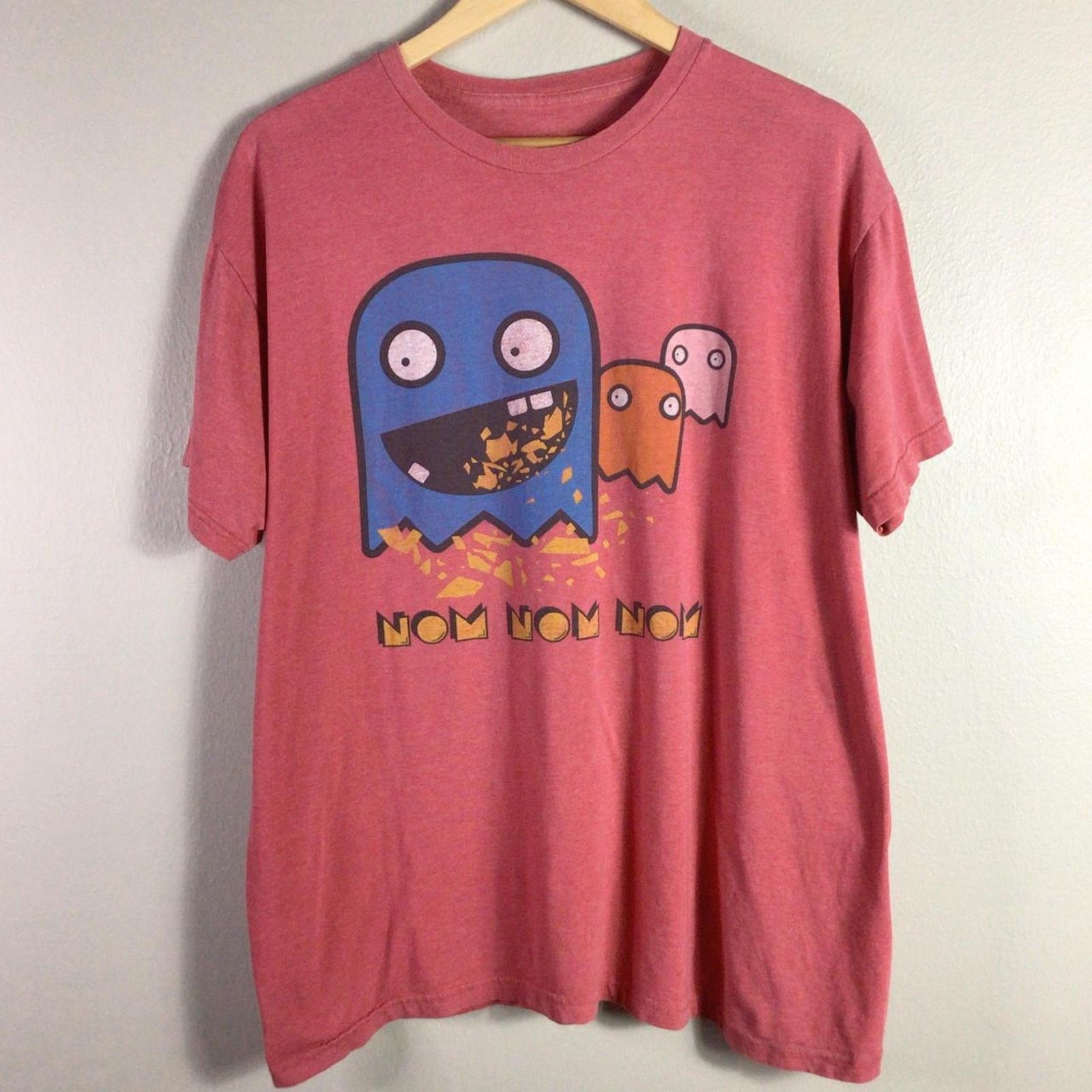 Streetwear Retro Pac-Man Ghost Parody Nom Nom Nom pacman T Shirt Red XL ...