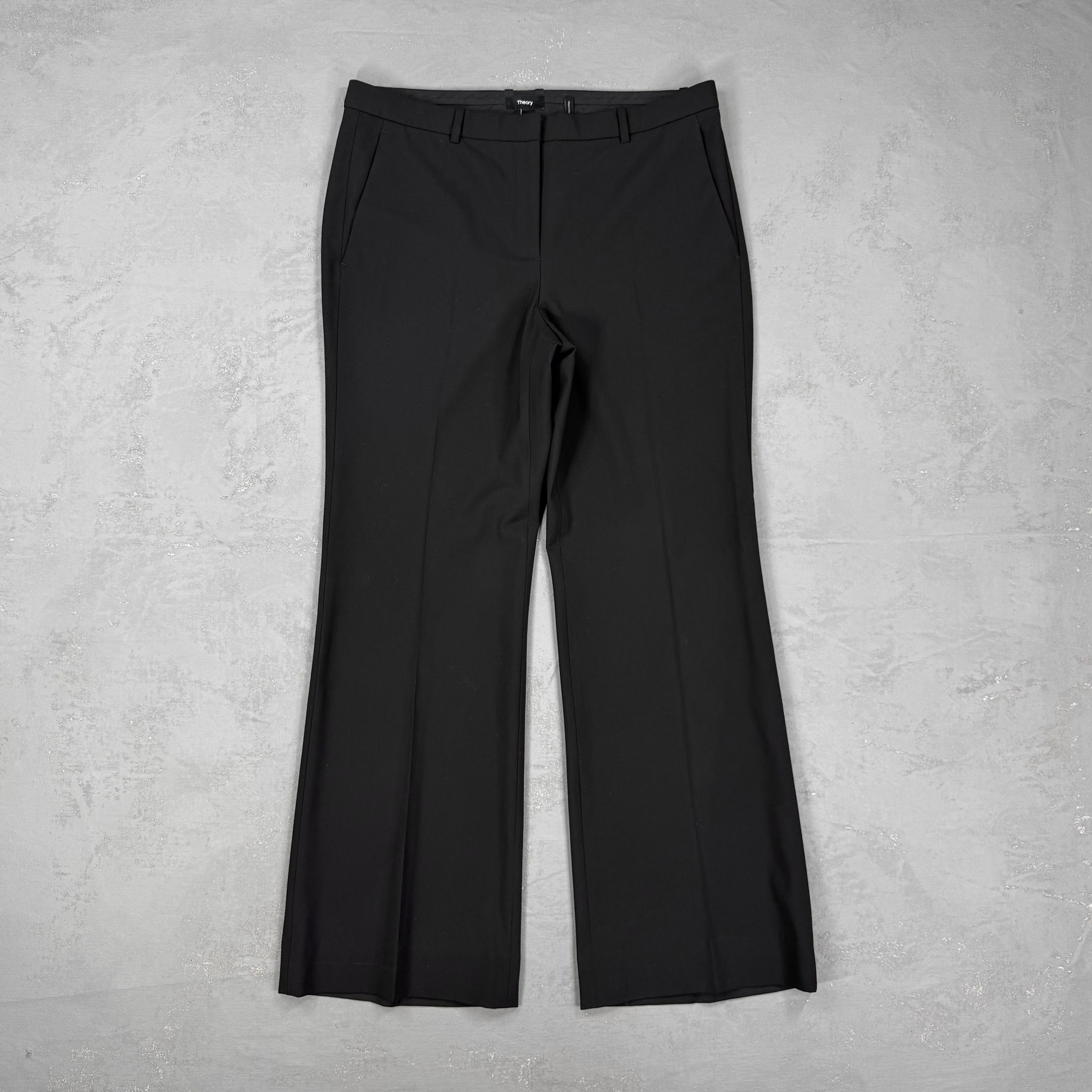 Theory Theory Demitria Pants in Black Stretch Wool Blend Fabric | Grailed