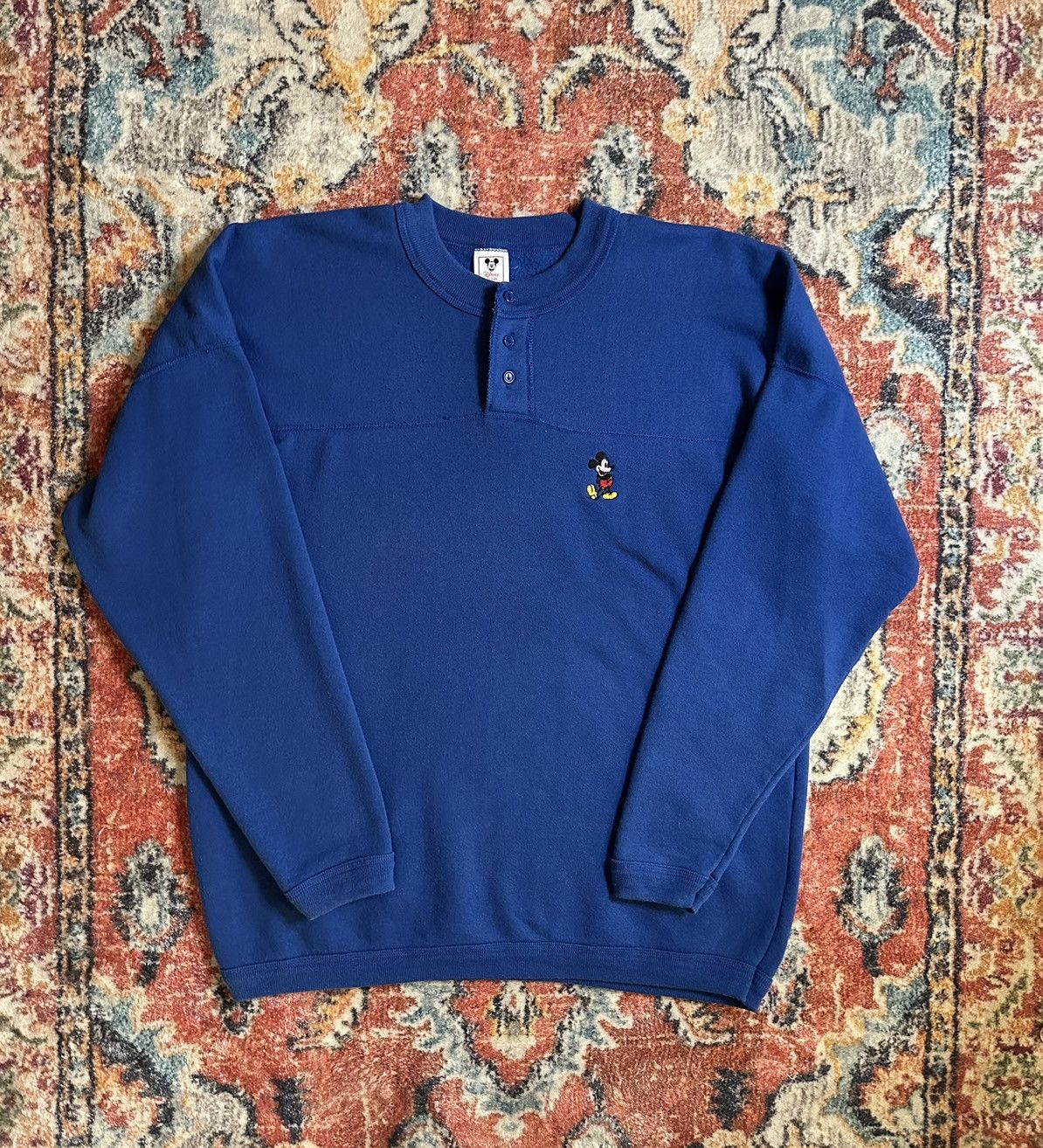 Vintage Vintage 90s Disney Mickey Mouse Henley Sweatshirt | Grailed