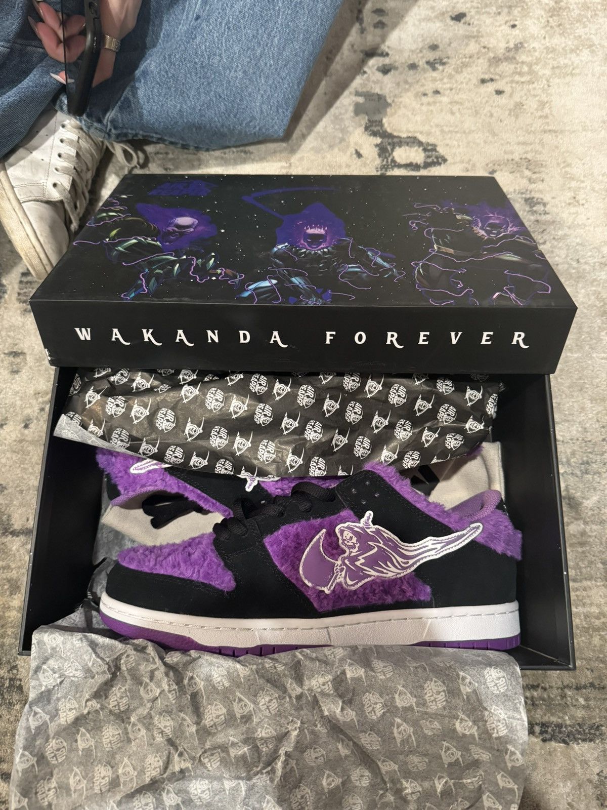 Custom AIR REAPER SOLE BOY BLACK PANTHER DUNK LOW s 10 | Grailed