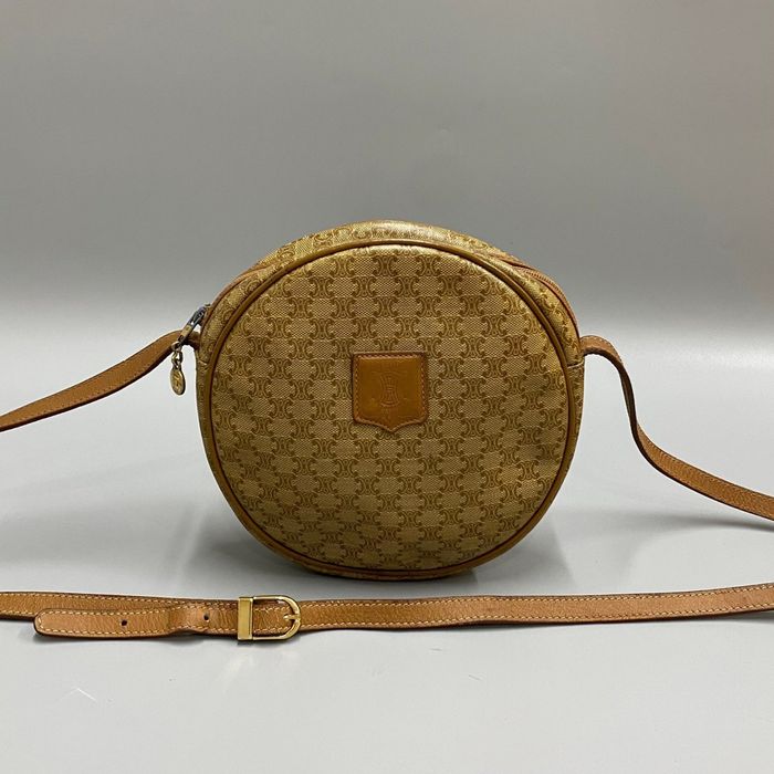 Celine CELINE Vintage Macadam Blason Triomphe Pattern Leather Mini ...