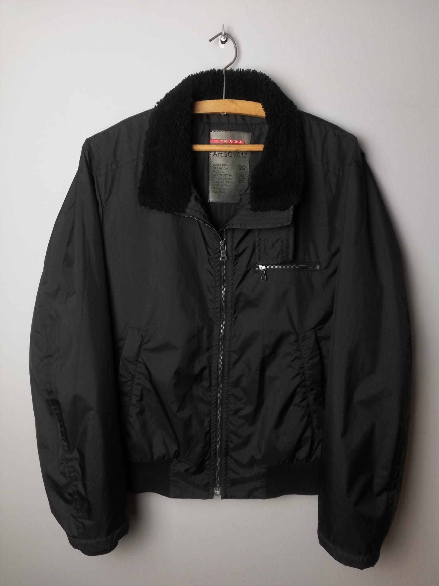 Prada Prada Bomber Jacket with Sheepskin Shearling Collar | Grailed