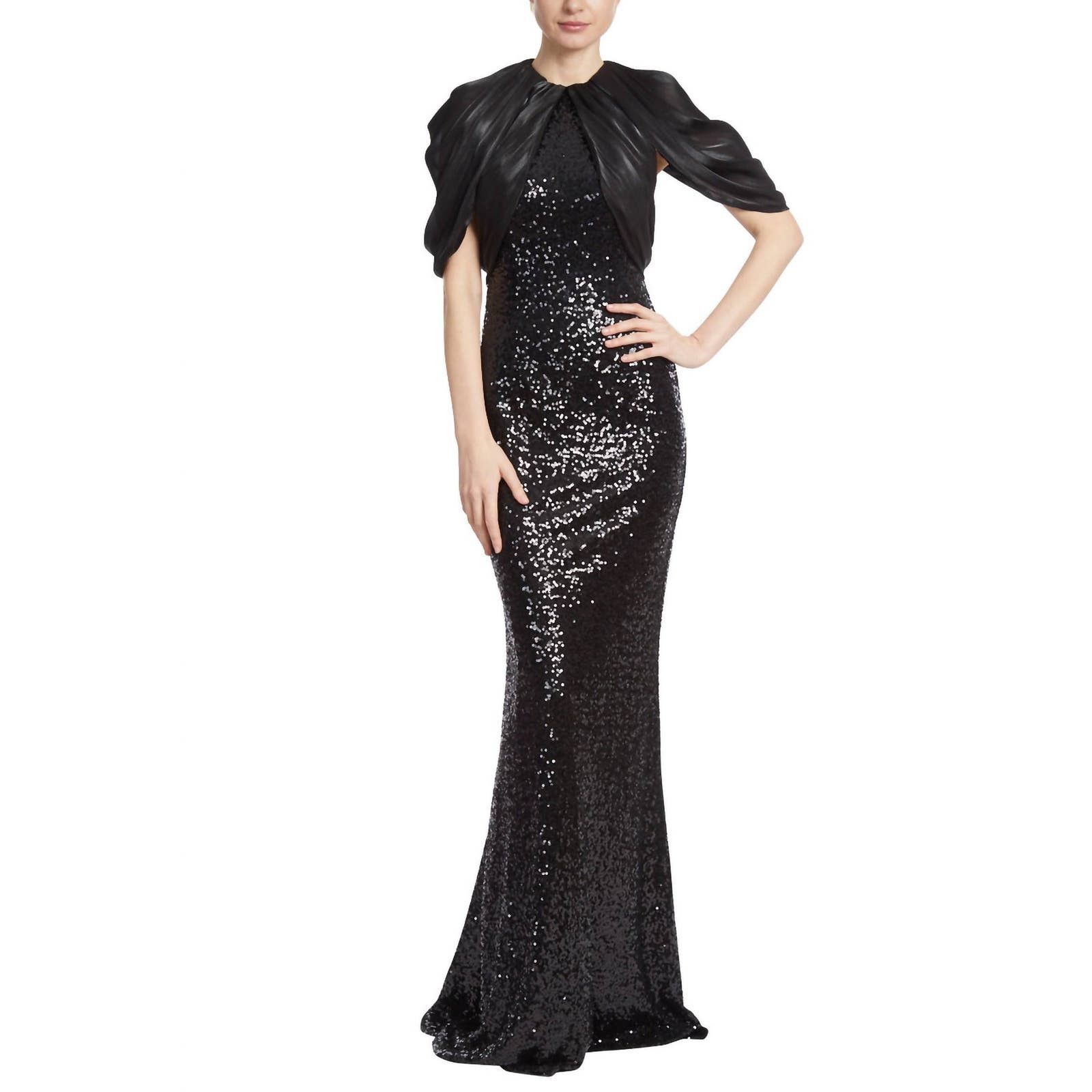Badgley Mischka BADGLEY MISCHKA Draped Sequin Gown In Black | Grailed