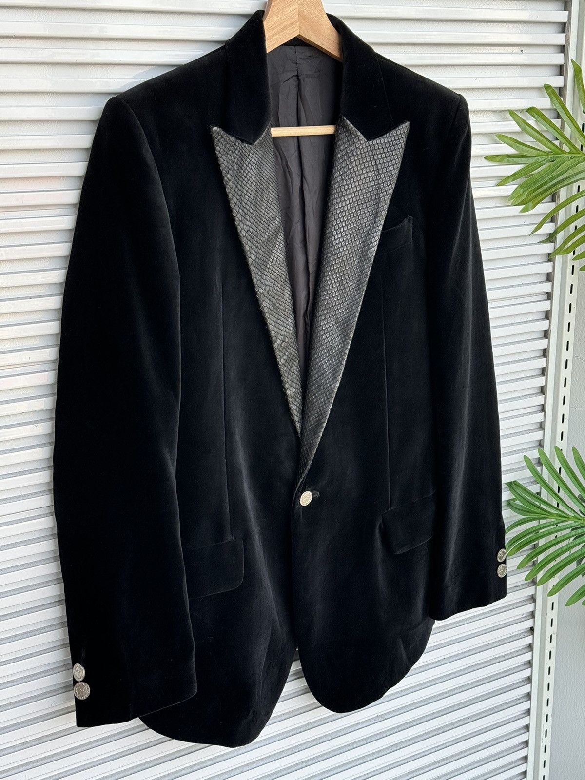 Japanese Brand Punk Backbone Japan Snake Skin Riot Poem Velvet Blazer ...