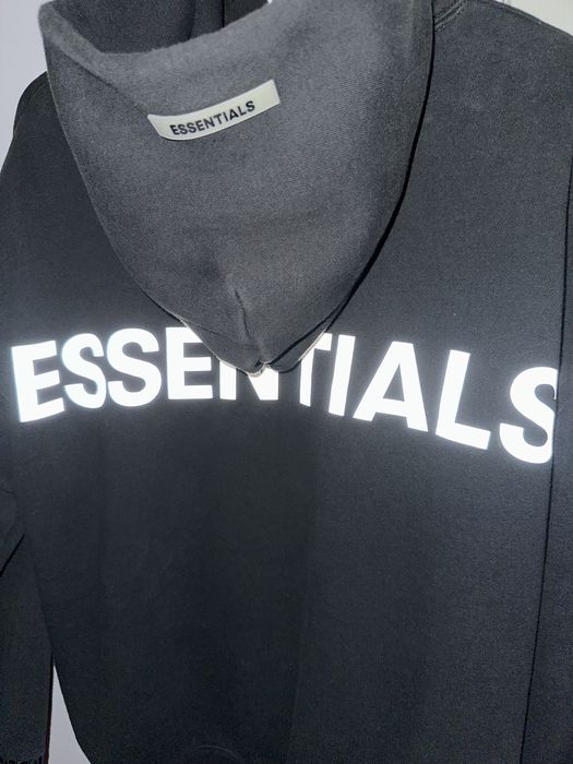 Fear of God Fear of God Essentials Black Hoodie 3M Reflective | Grailed