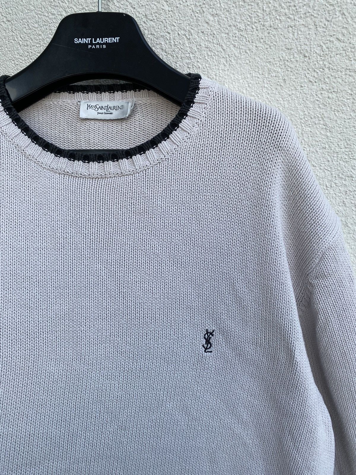 Vintage × Yves Saint Laurent Pinky/Light Grey YSL Sweater Knit | Grailed